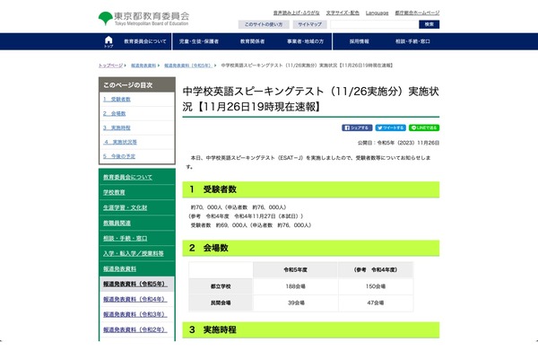 【高校受験2024】ESAT-J約7万人受験、11/27午後5時に解答例公開…都教委 | リセマム